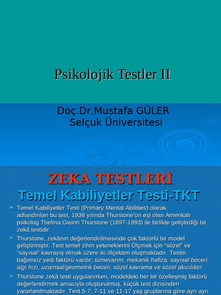 Psikolojik Testler Notu | PDF