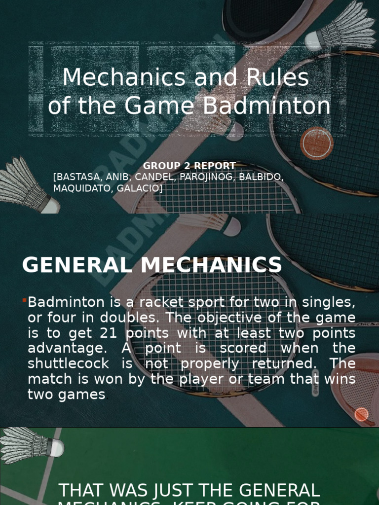 Badminton Mechanics and Rules Explained | PDF | Sports | Athletic Sports