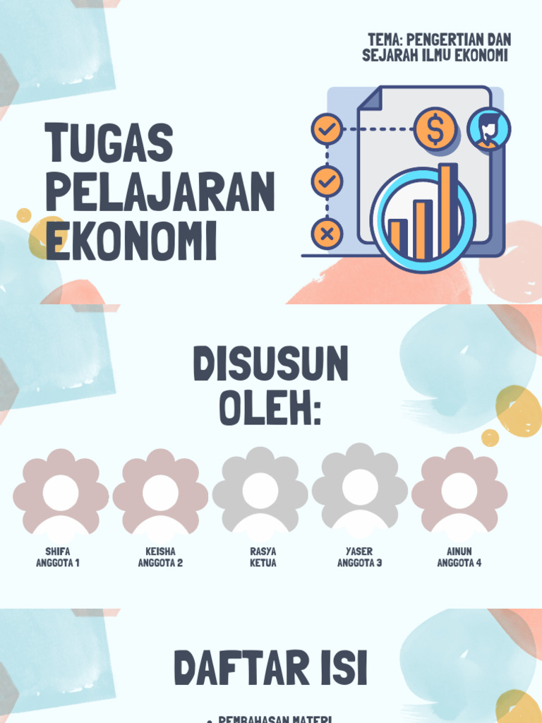Merah Muda Dan Biru Ilustrasi Tugas Pelajaran Ekonomi Presentation ...