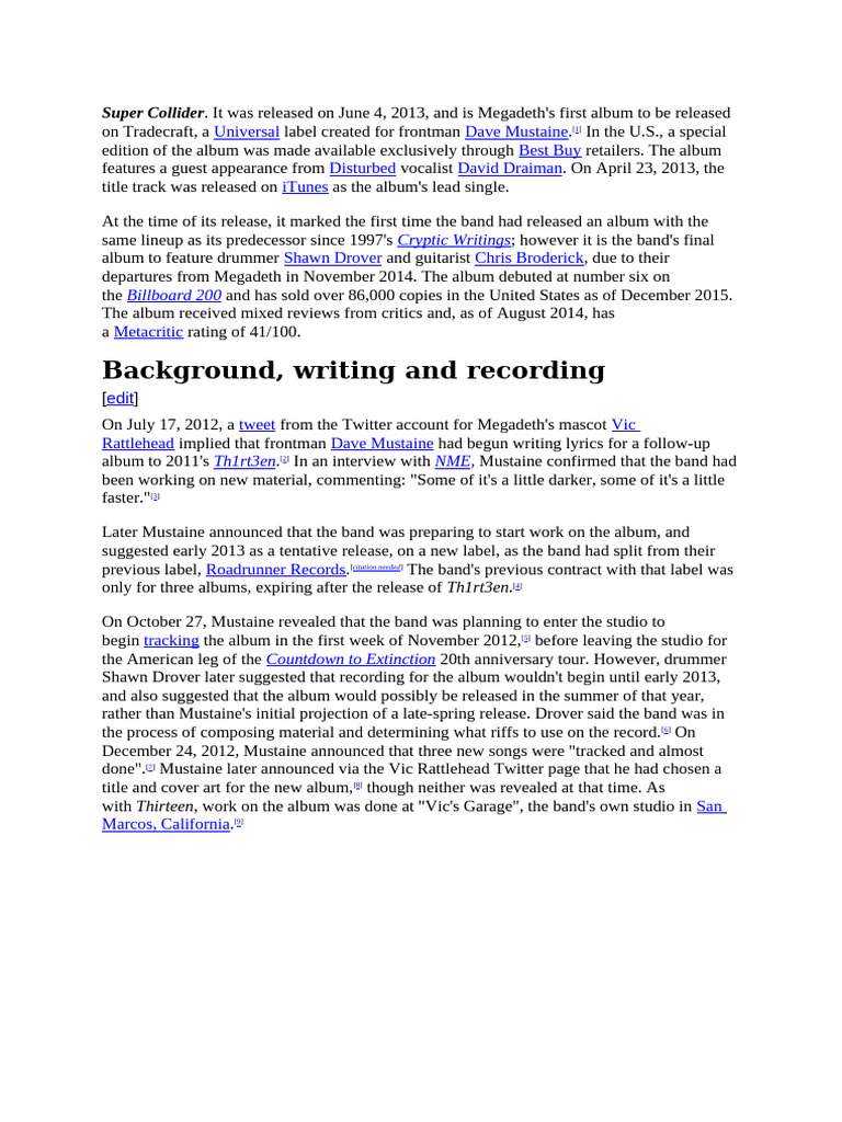 Super Collider | PDF | Sound Recording | Heavy Metal Music