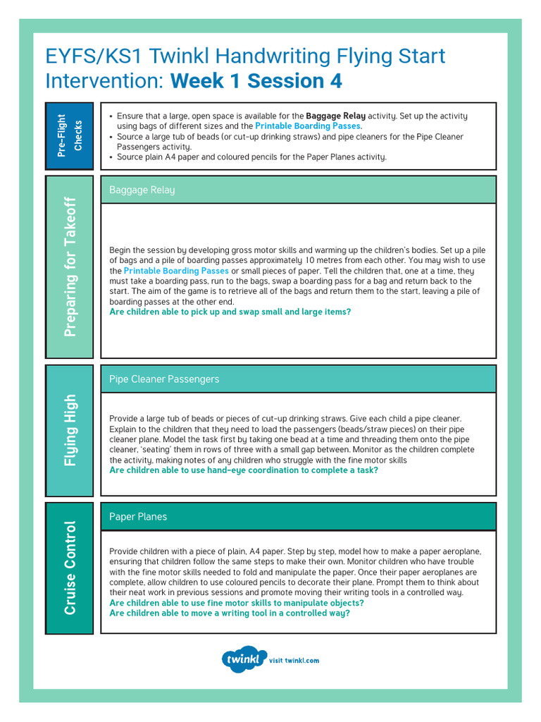 Week 1 Session 4 Plan | PDF