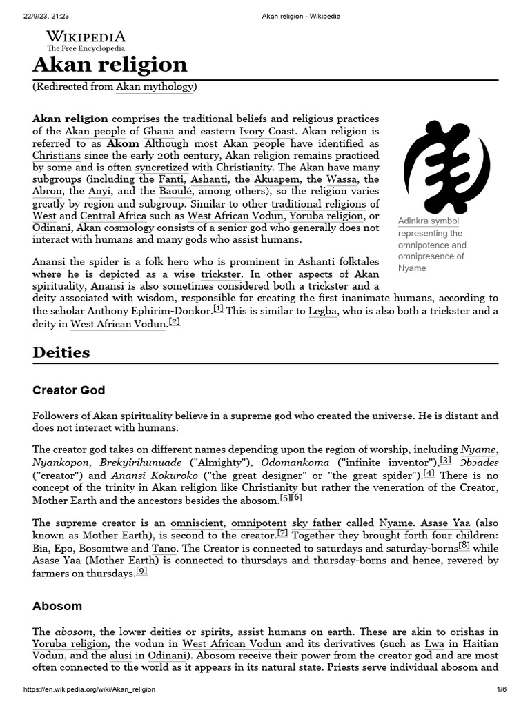 Akan Religion - Wikipedia | PDF | Ethnic Religion | Religious Faiths