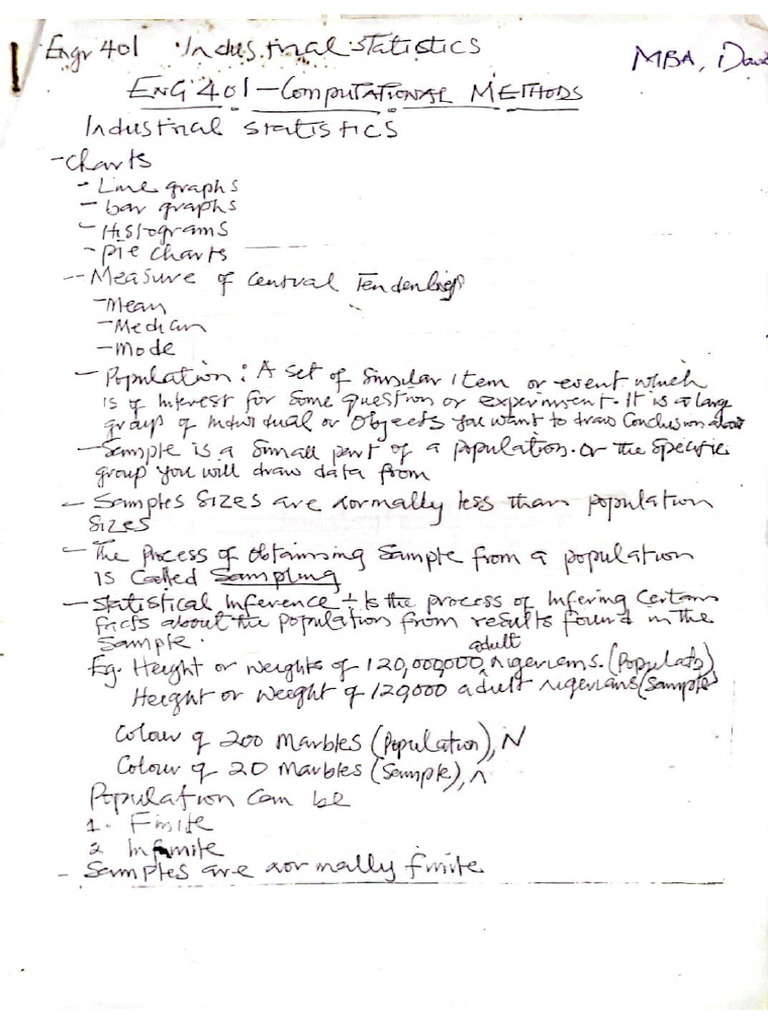 Industrial Statistics Note | PDF