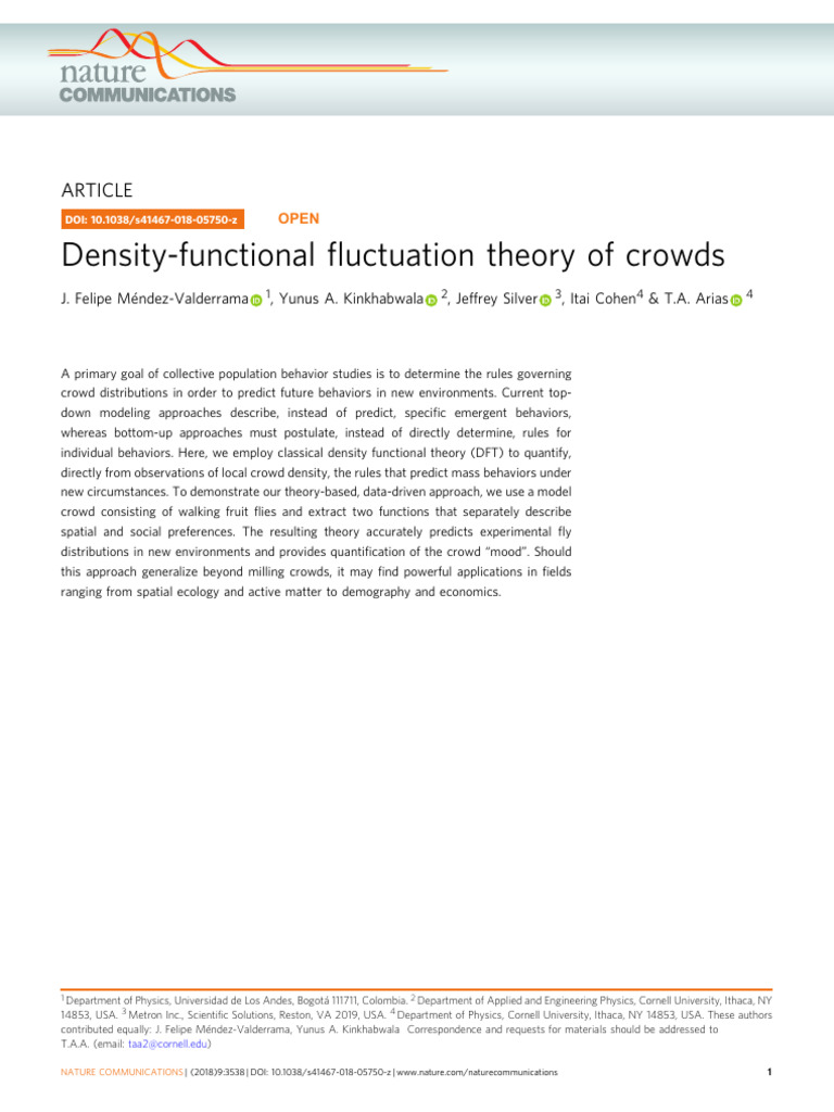 Density-Functional Fluctuation Theory of Crowds | PDF | Density ...