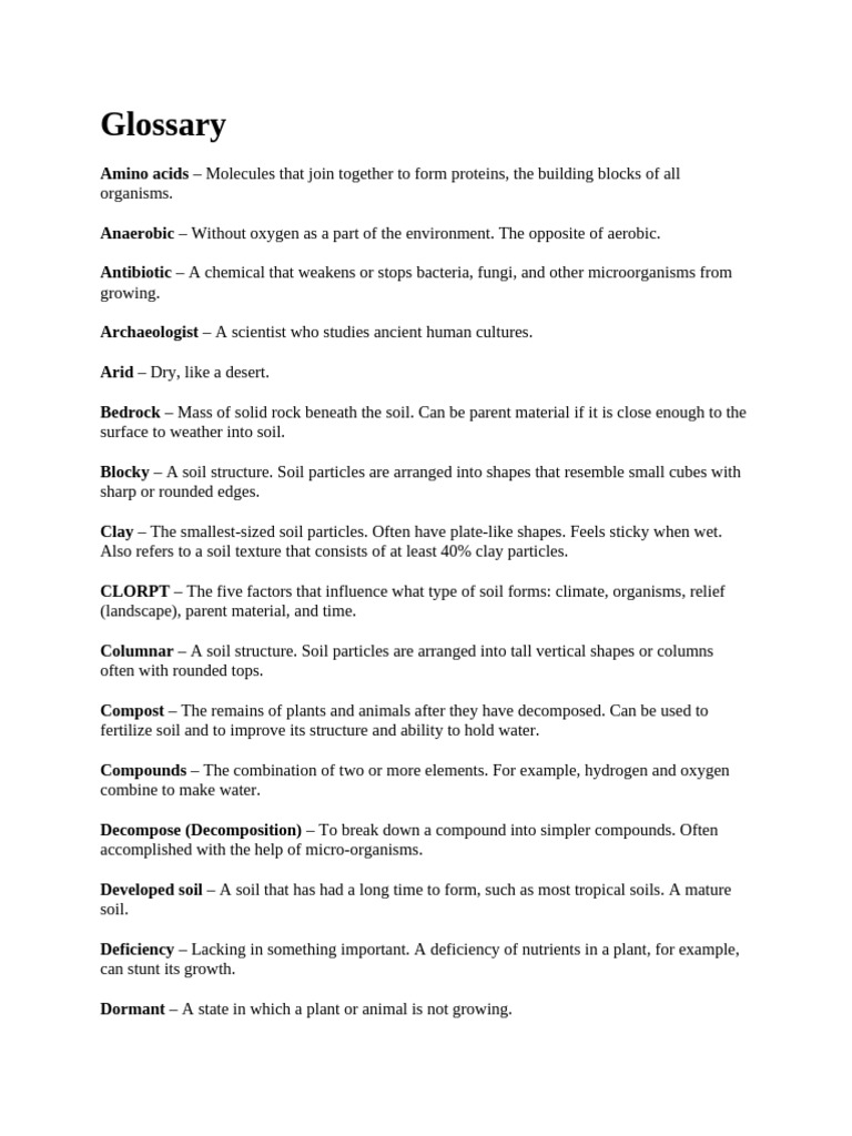 soil glossary | PDF | Soil | Decomposition