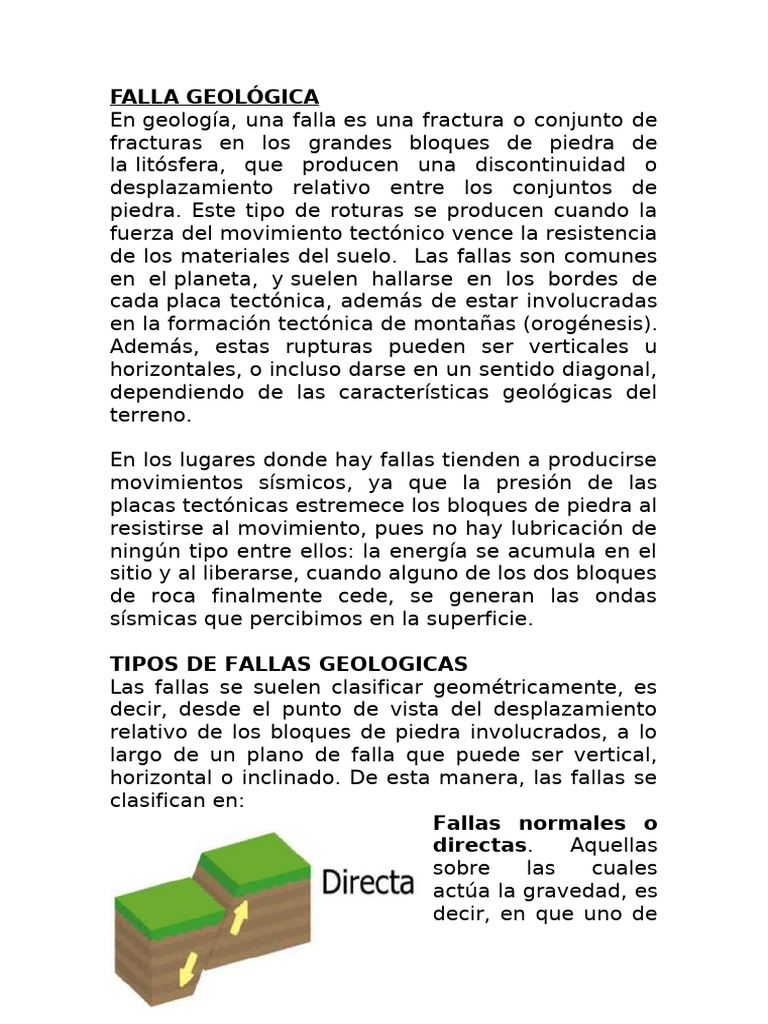 Tipos y Ejemplos de Fallas Geológicas | PDF | Falla (geología) | Geología