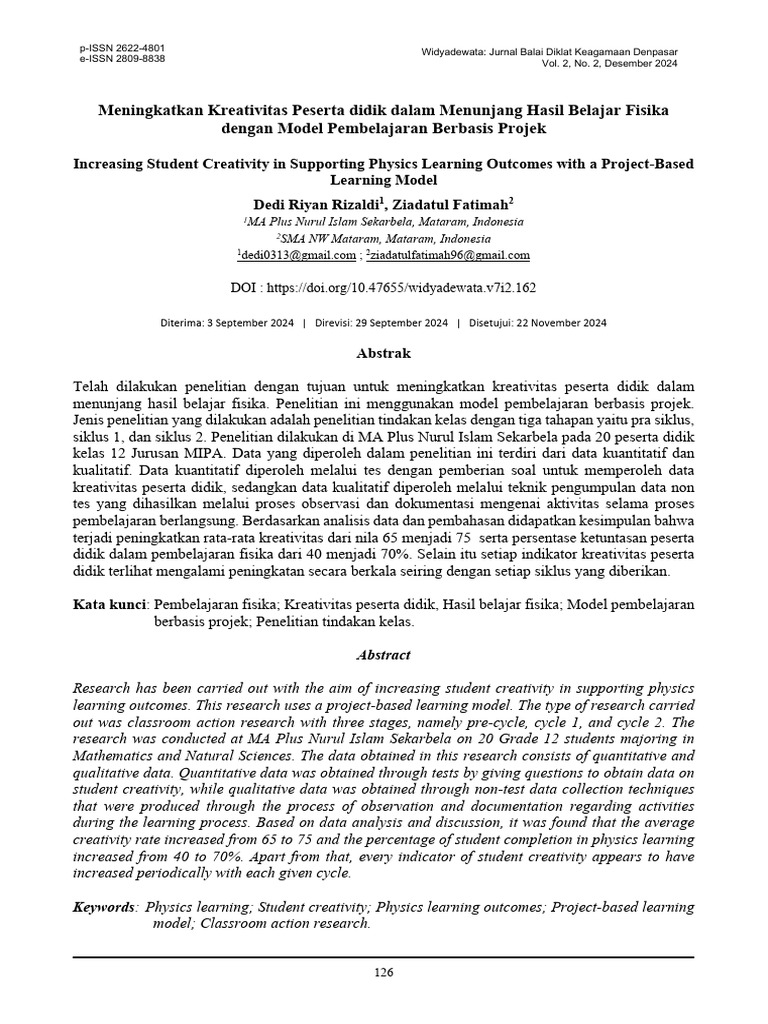 162-Article Text-1369-1-10-20241126 | PDF | Learning | Creativity
