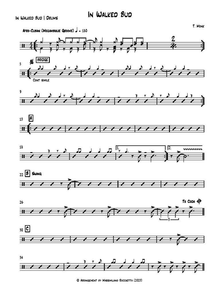 In Walked Bud - in Walked Bud Drums | PDF