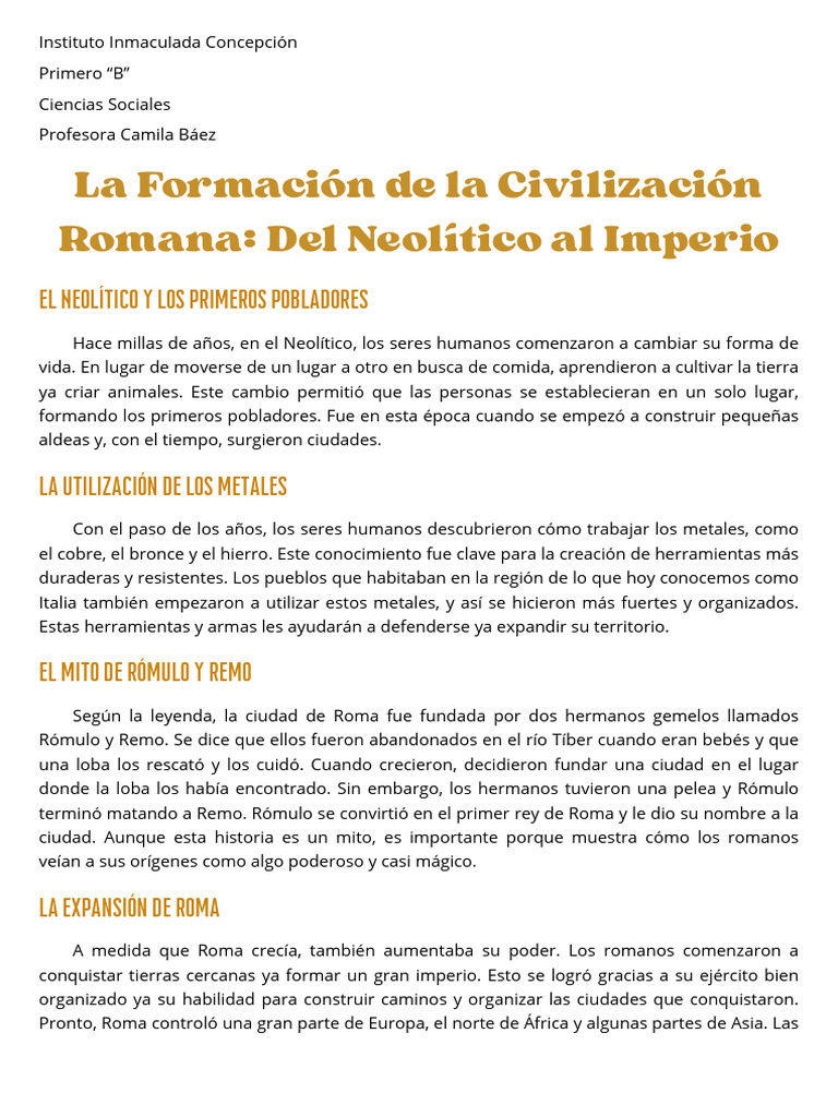 La Formación de La Civilización Romana Del Neolítico Al Imperio | PDF ...