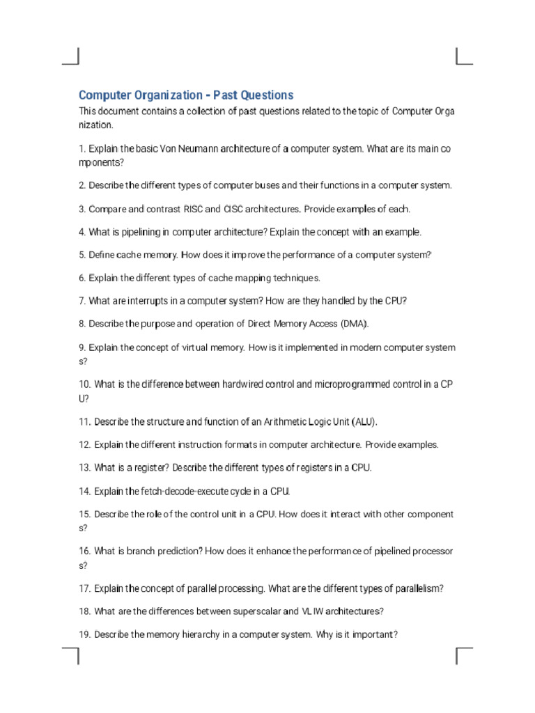 Computer Organization Past Questions Phoenix | PDF