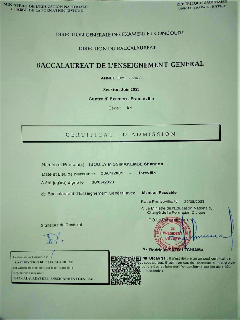 Certificat Du Bac | PDF