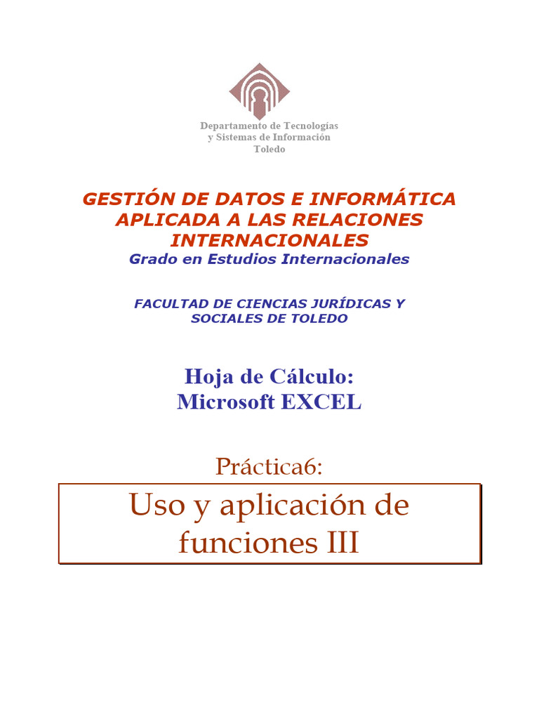 Práctica6 Excel EEII | PDF | Microsoft Excel | Hoja de cálculo