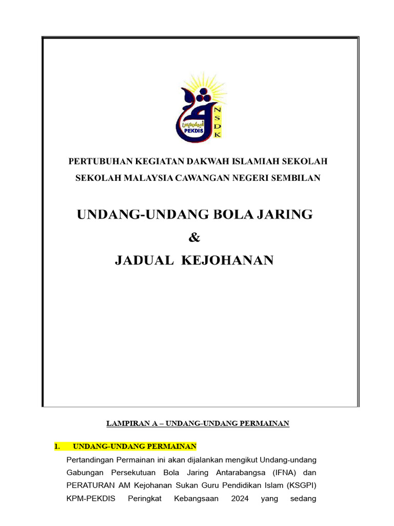 Kertas Cadangan Pekdis Netball Kebangsaan 2024 | PDF