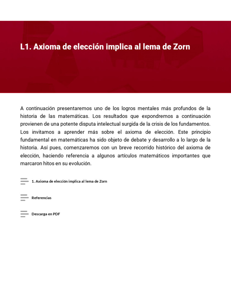 Axioma de elección y lema de Zorn | PDF | Conjunto (Matemáticas) | Axioma