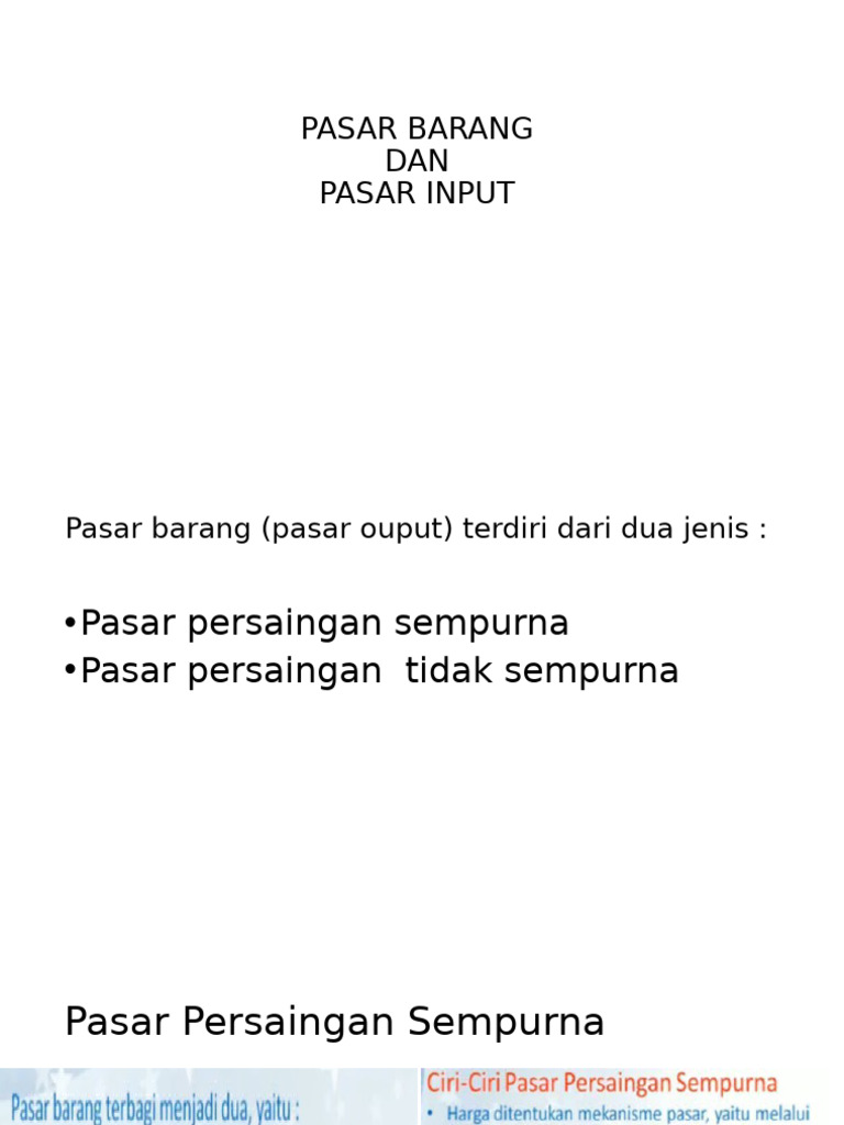 Pasar Barang Dan Pasar Input | PDF