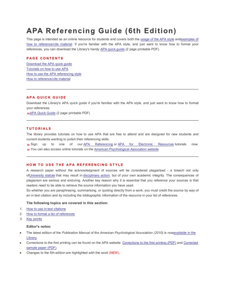 APA Referencing Guide PDF Thesis Citation