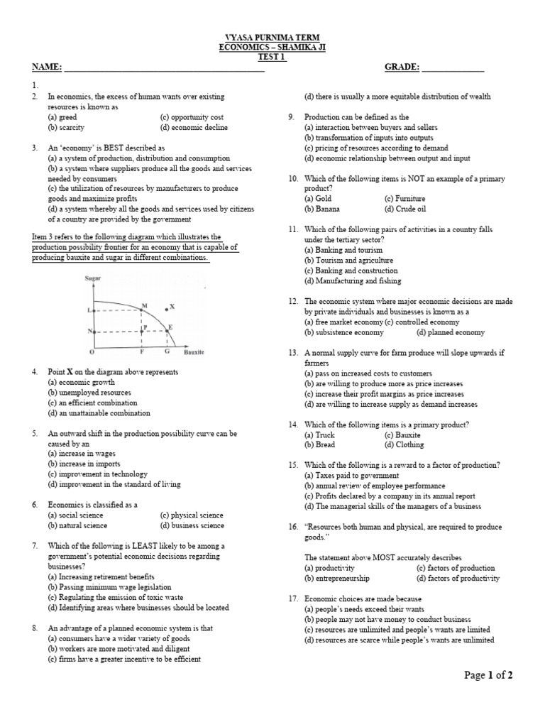 Econ Test 1 | PDF | Elasticity (Economics) | Supply (Economics)