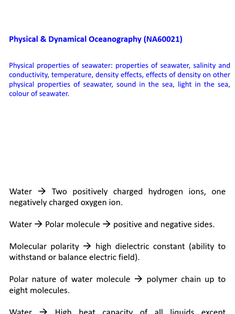 Physical & Dynamical Oceanography | PDF | Salinity | Oceans
