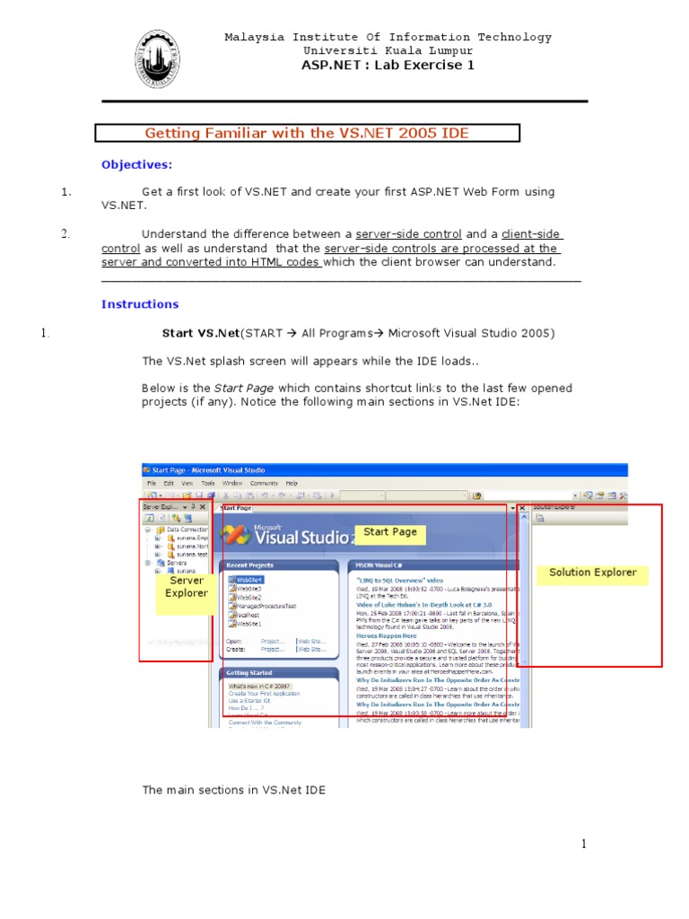 Introduction to VS.NET 2005 IDE Basics | PDF | Microsoft Visual Studio ...