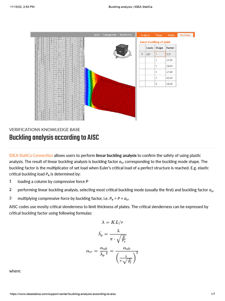 Buckling Analysis - IDEA StatiCa | PDF | Buckling | Classical Mechanics