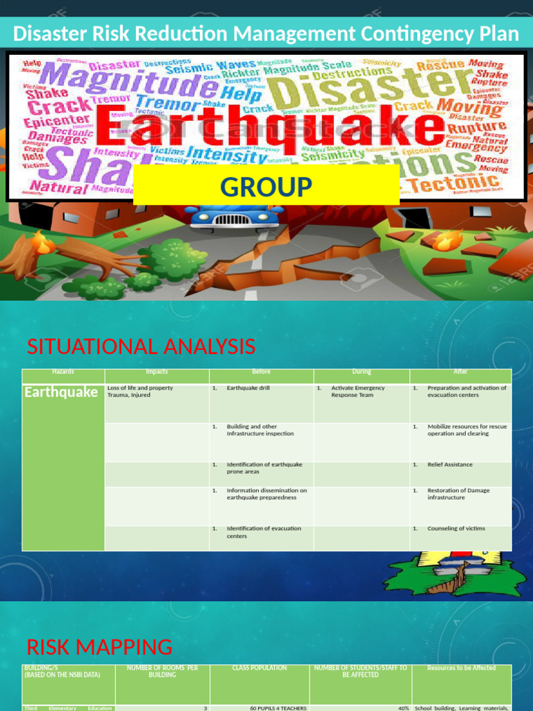 DRRM Contingency Plan Earthquake | PDF | Emergency Management