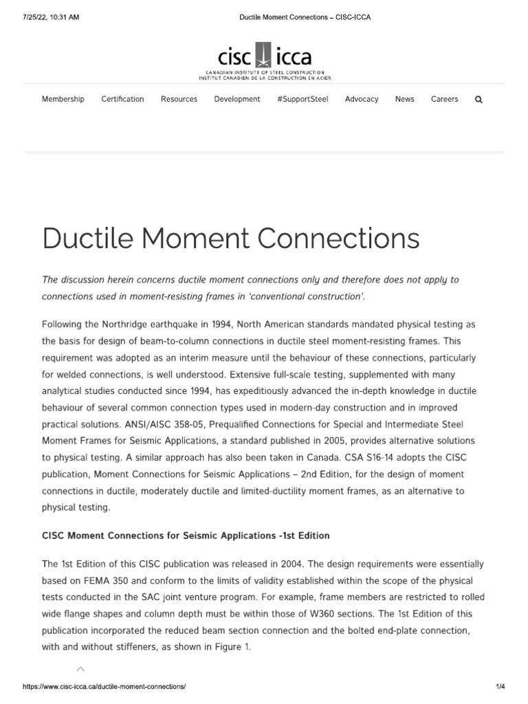 Ductile Moment Connections - CISC-ICCA | PDF