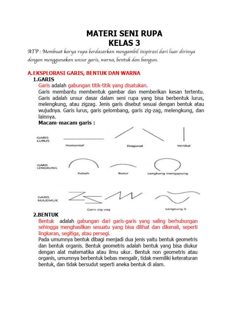 Materi Seni Rupa Kelas 3 | PDF