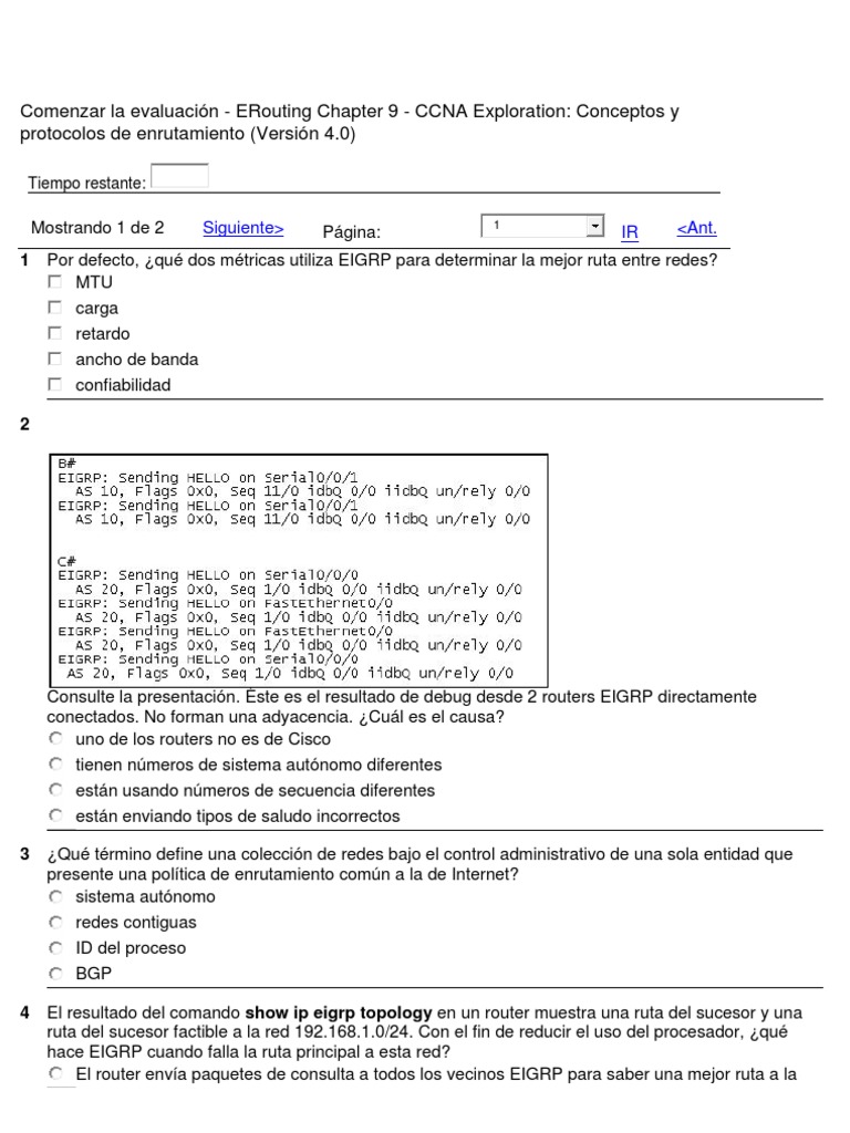 Examen Capitulo 9 Pdf Enrutador Computación Enrutamiento