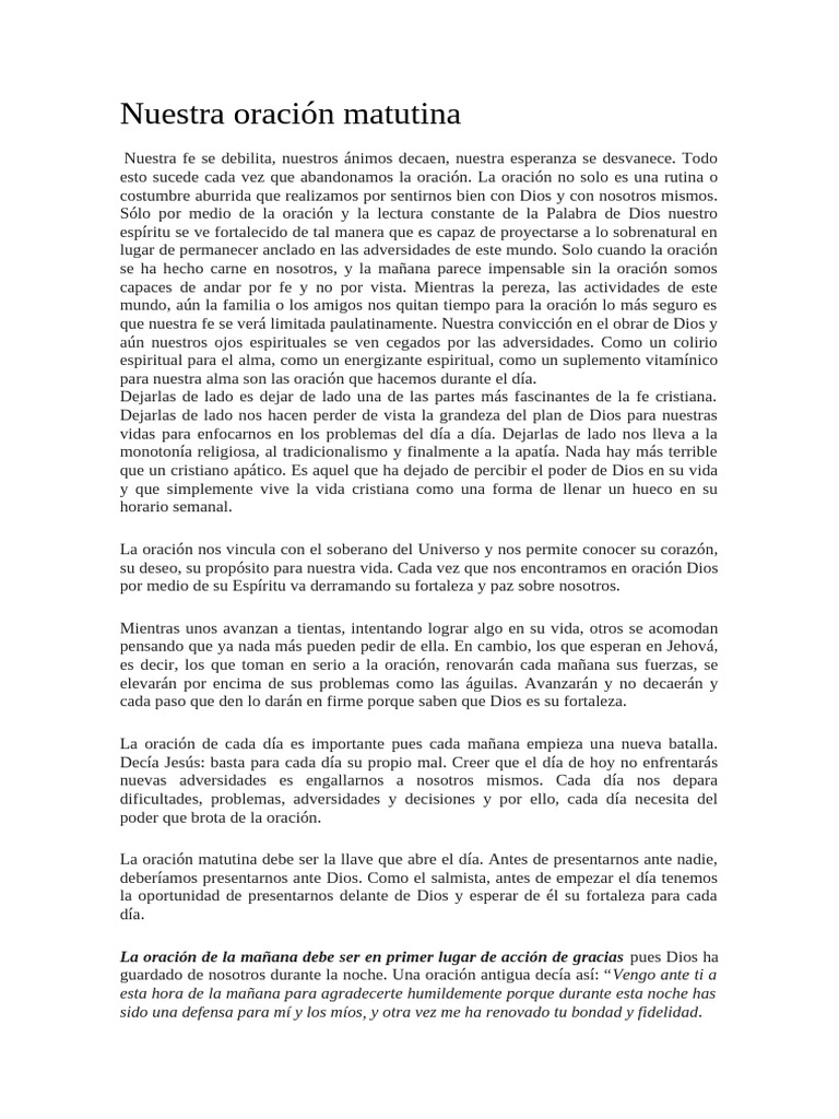 Nuestra Oración Matutina | PDF | Oración | Amor