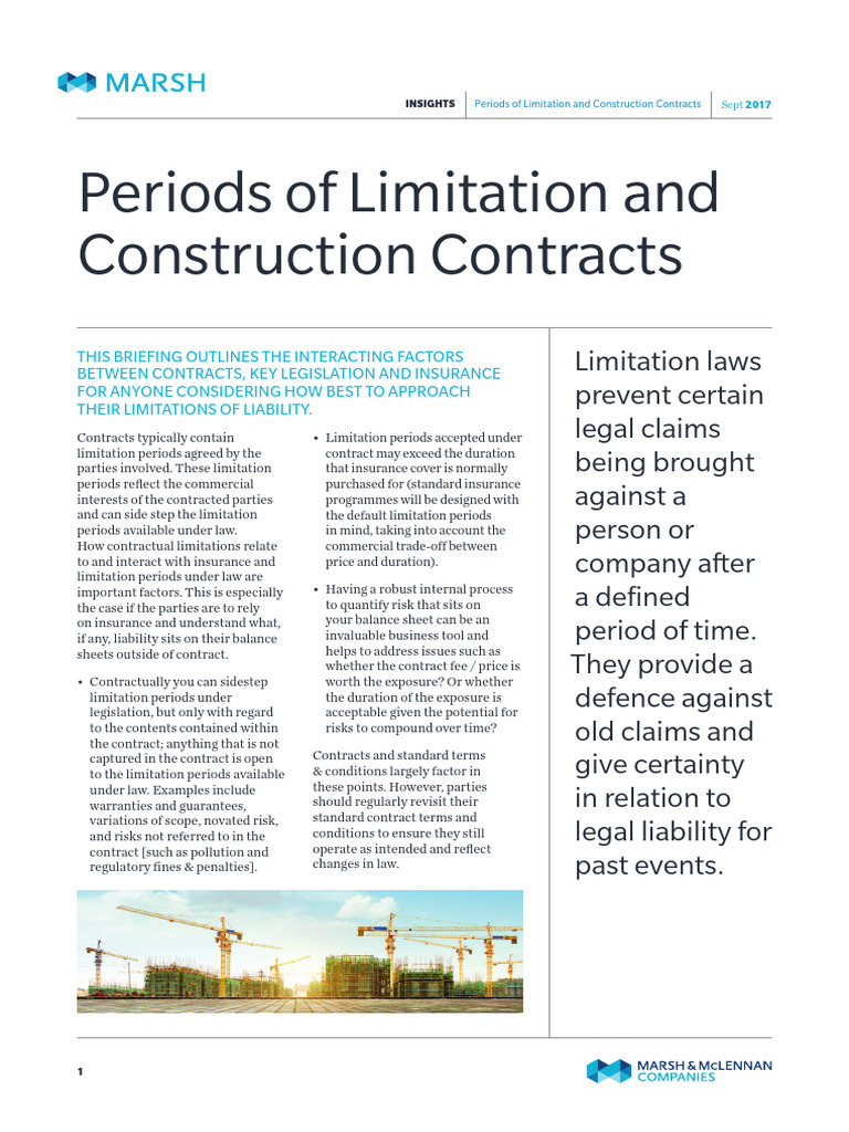 Limitation Periods in Construction Contracts | PDF | Legal Liability ...