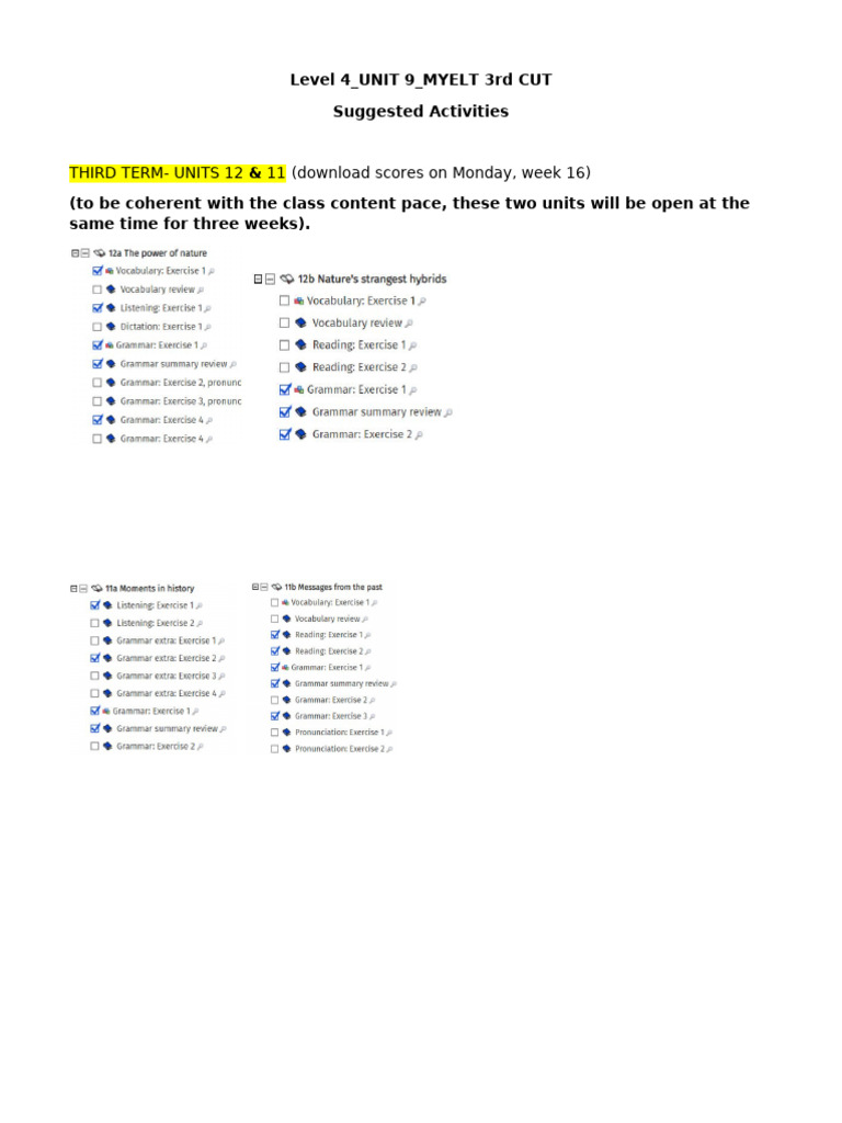 Level 4 ELT Term Activities | PDF
