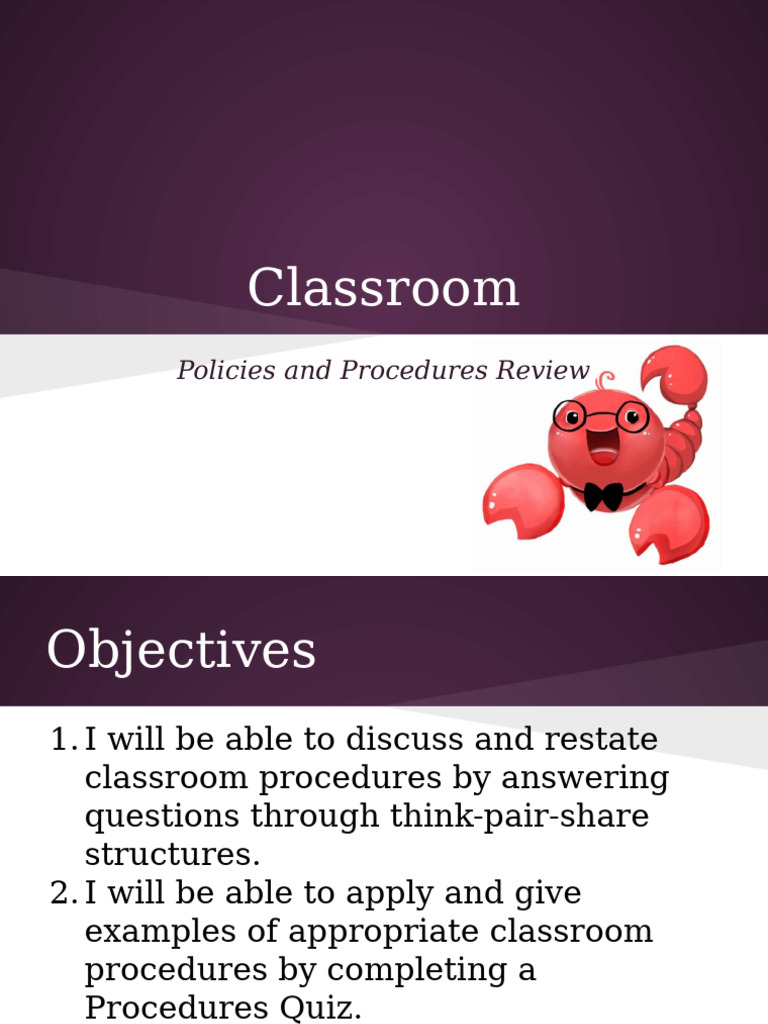 Classroom: Policies and Procedures Review | PDF