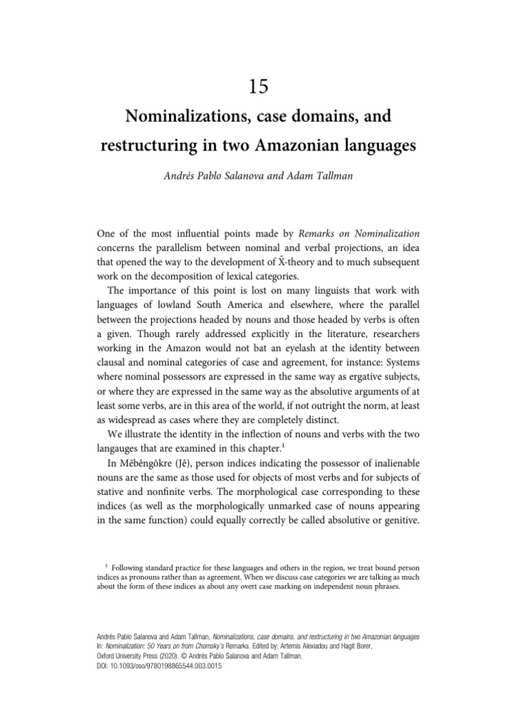 Nominalizations and Case Domains in Two Amazonian Languages | PDF ...