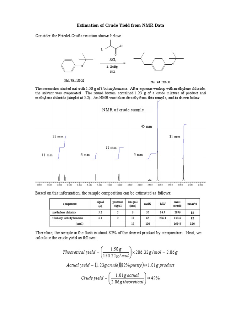 Crude Yield Estimation from NMR Data | PDF | Organic Chemistry | Chemistry
