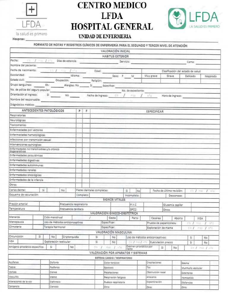 Formato de Enfermería LFDA | PDF
