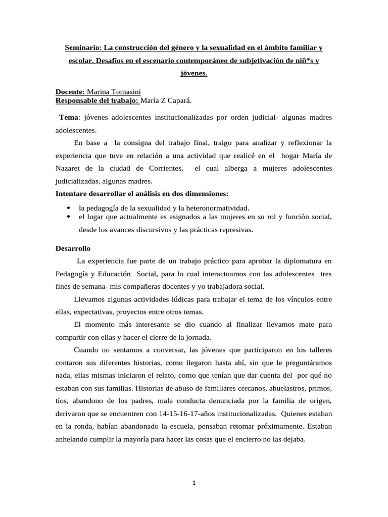 La Construcción Del Género y La Sexualidad en El Ámbito Familiar y ...