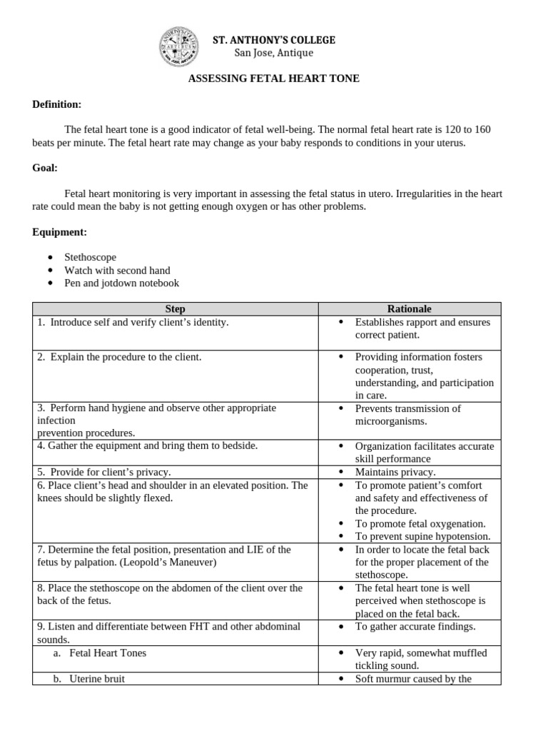 Assessing Fetal Heart Tone | PDF | Fetus | Heart