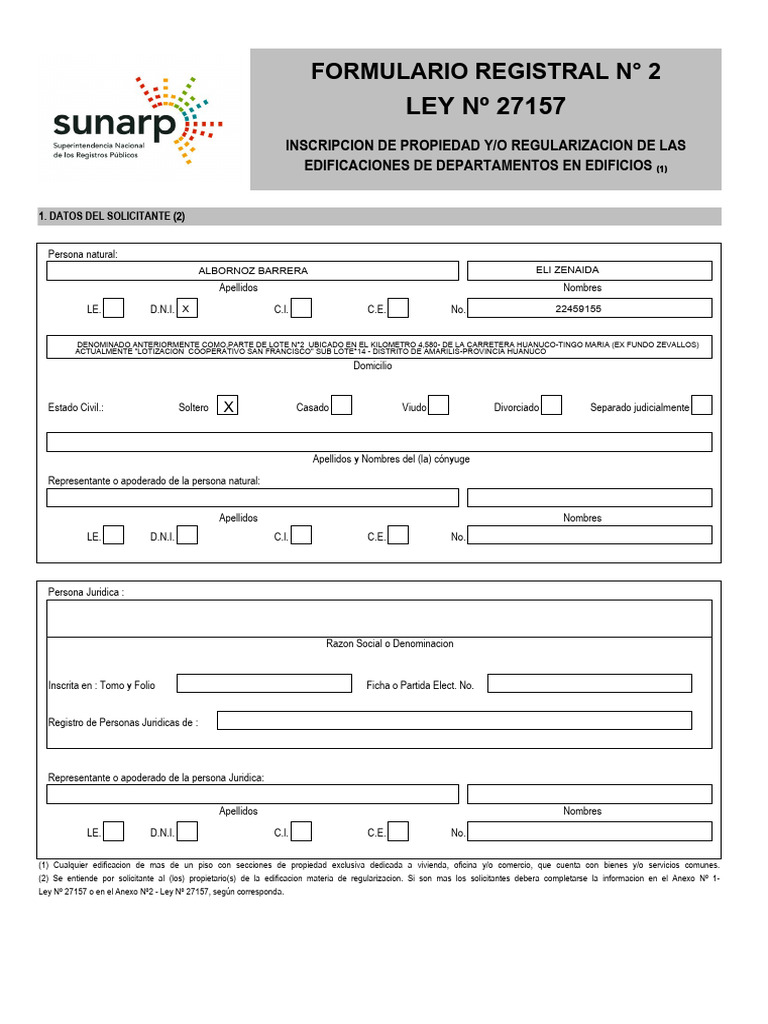 Formulario Registral N 2P | PDF | Ley común | Derecho Civil (Common Law)