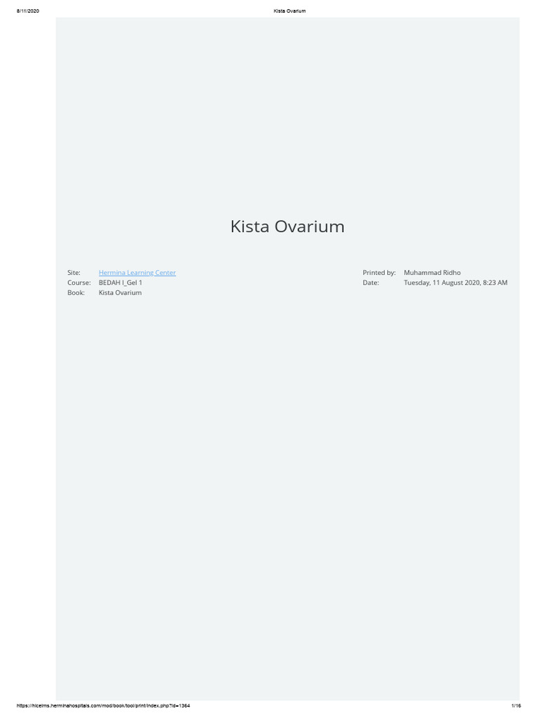 Kista Ovarium Teknik Instrumen | PDF