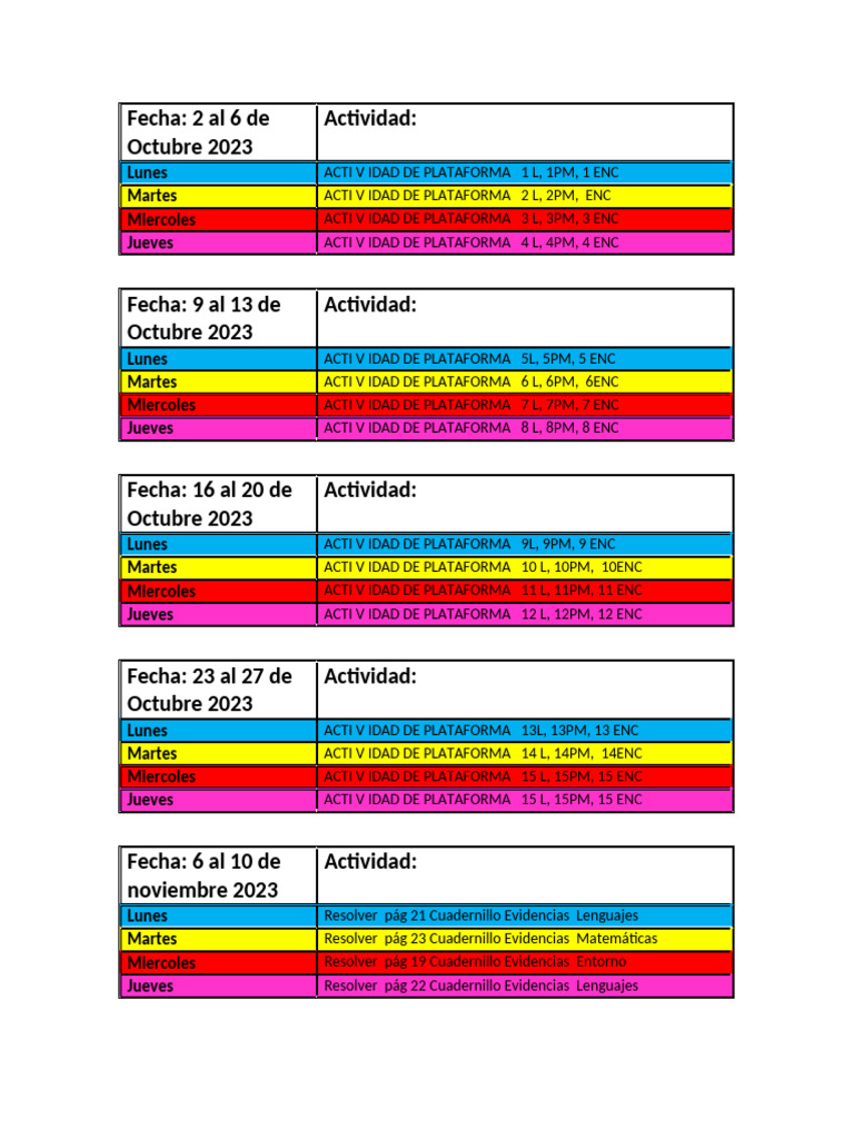 Tareas Segundo Bimestre... P501 | PDF