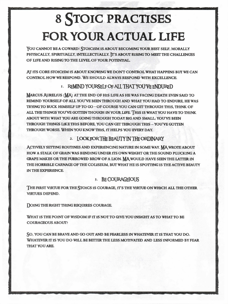 8 Stoic Practises For Your Actual Life | PDF