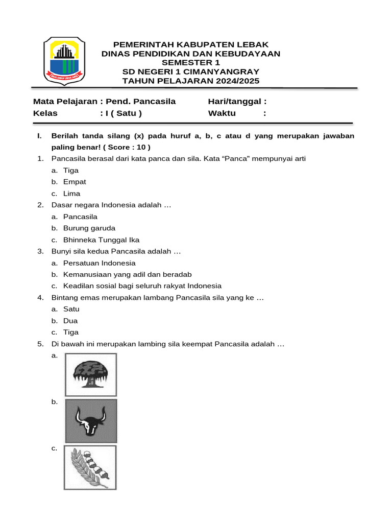 Sts PPKN Kelas 1 | PDF