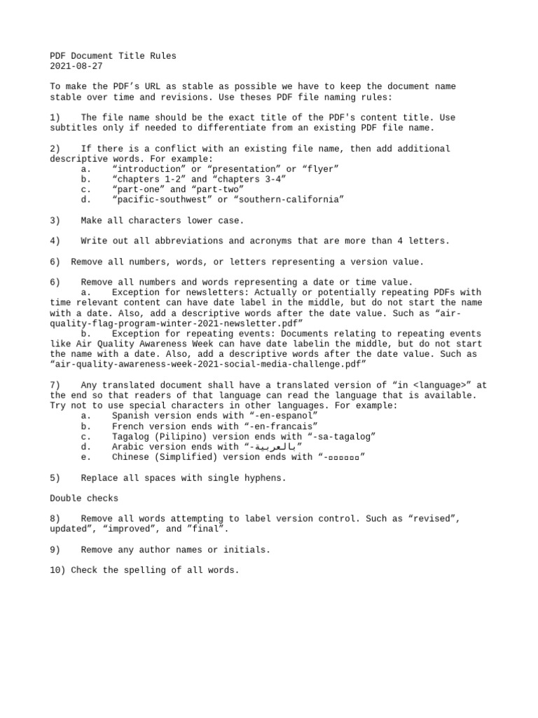 Document Title Rules | PDF