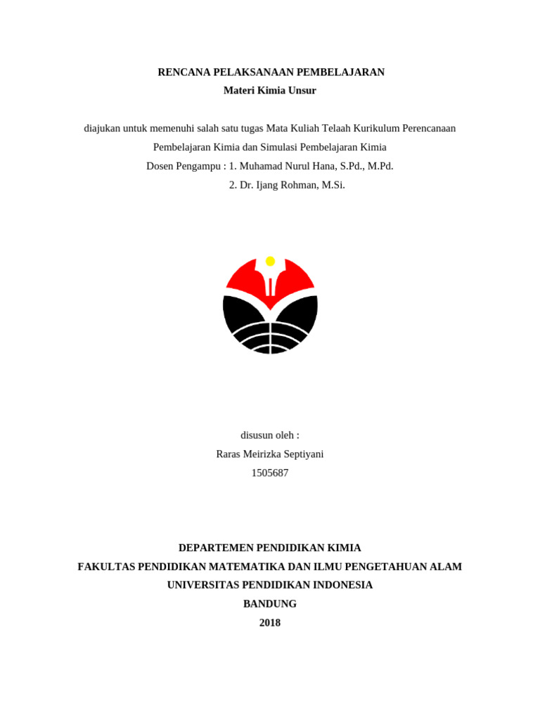 RPP - Praktikum - Kimia Unsur - Kelas XII - Raras Meirizka S - 1505687 ...