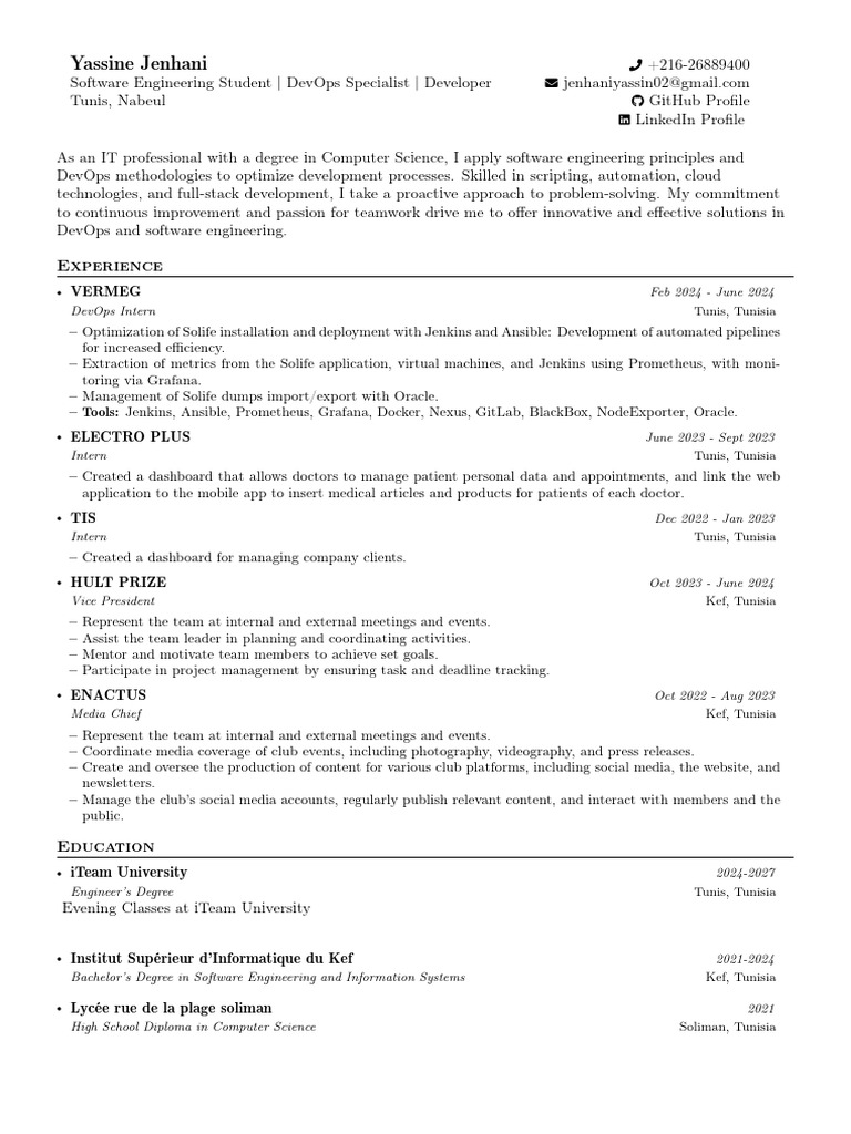 CV en YassineJenhani | PDF | Software | Computer Science