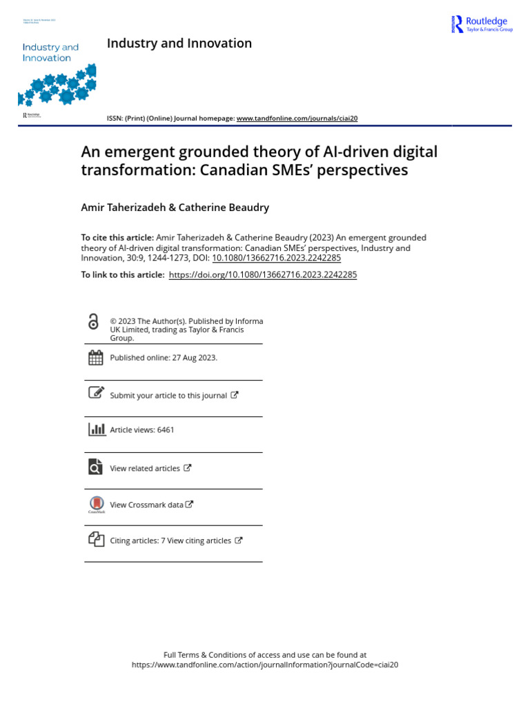 An Emergent Grounded Theory of AI-driven Digital Transformation Canadian SMEs Perspectives | PDF ...
