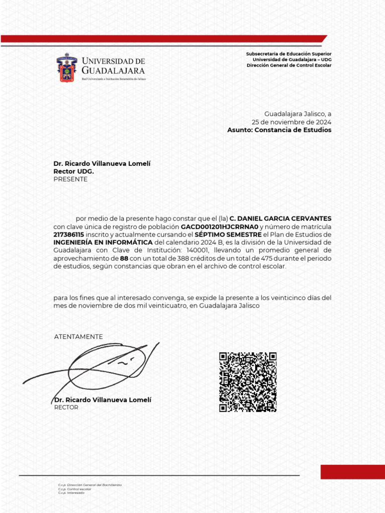 03 Constancia de Estudios - Udg | PDF