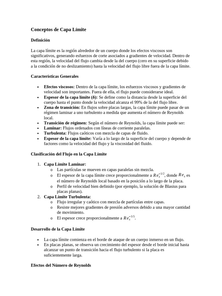 Conceptos de Capa Límite | PDF | Capa límite | Numero Reynolds