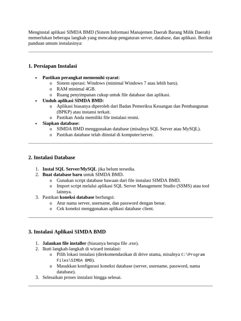 Menginstal Aplikasi SIMDA BMD | PDF