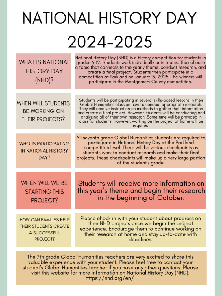 NHD 24-25 Information For Parents | PDF | Liberal Arts Education